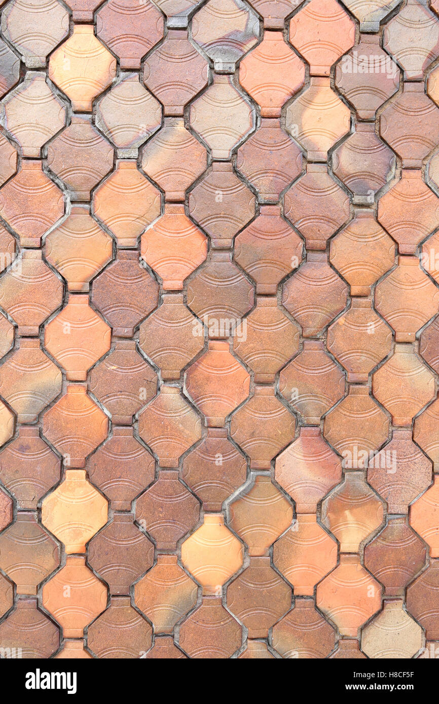 surface of the brown tiles wall for the design background Stock Photo ...