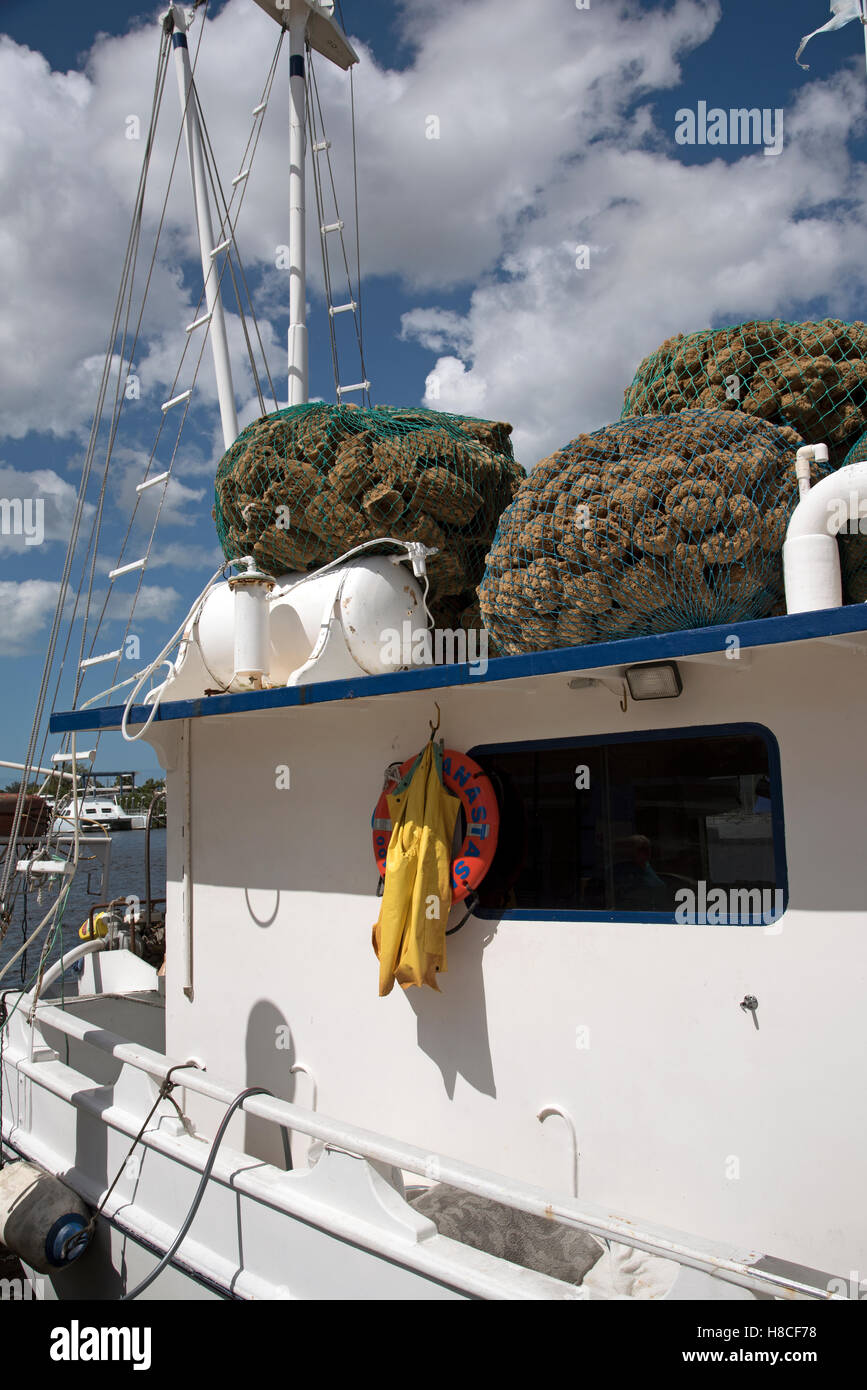 Tarpon Springs Florida USA A 'spongers' boat used in the diving for ...