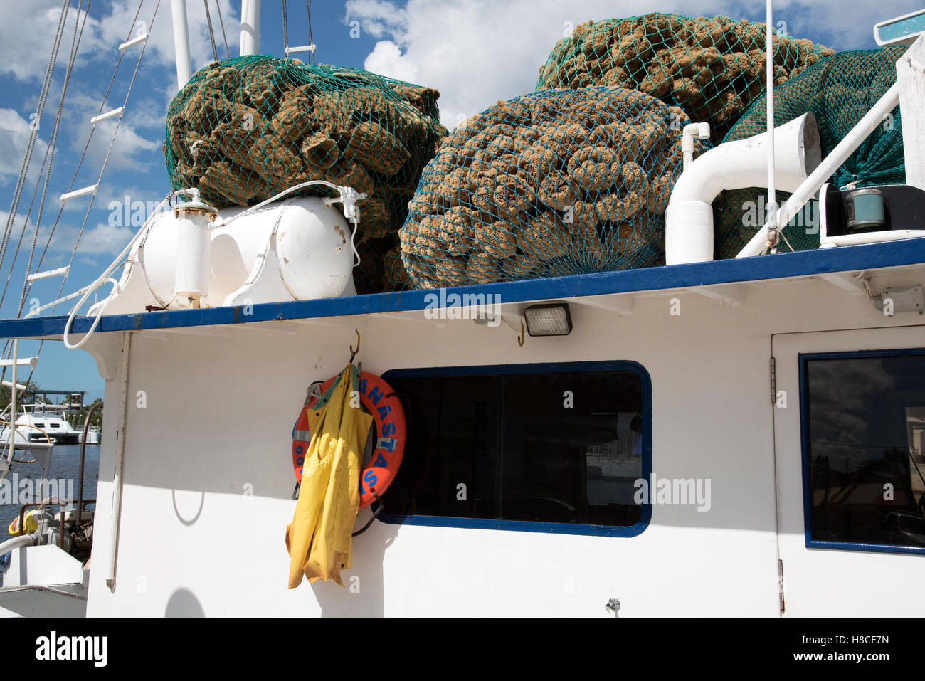 Tarpon Springs Florida USA A 'spongers' boat used in the diving for ...