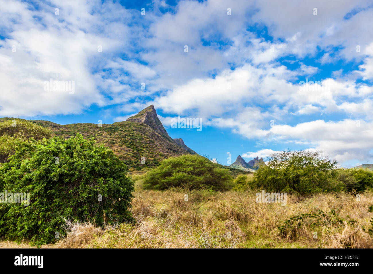 Mountain peaks of Montagne du Rempart and Trois Mamelles, Mauritius ...