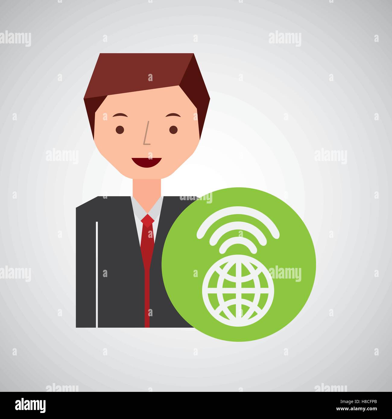 cartoon man global connected wifi vector illustration eps 10 Stock ...