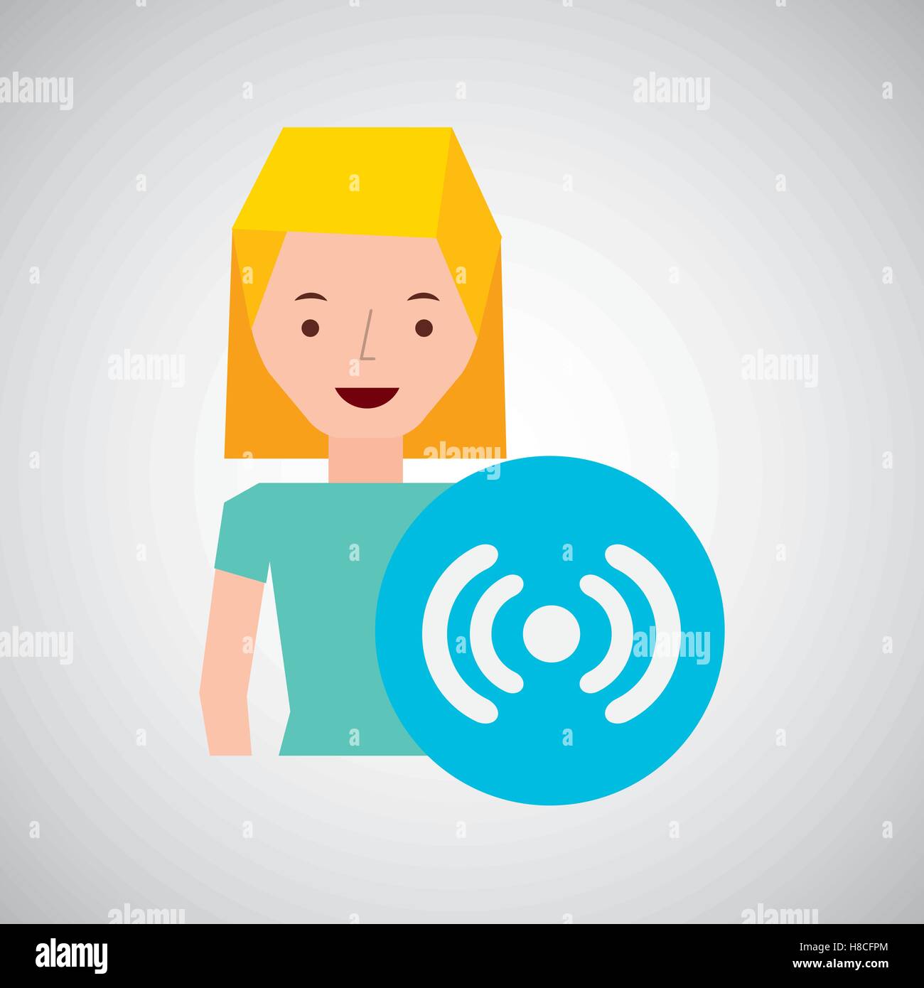 cartoon girl wireless wifi design vector illustration eps 10 Stock ...