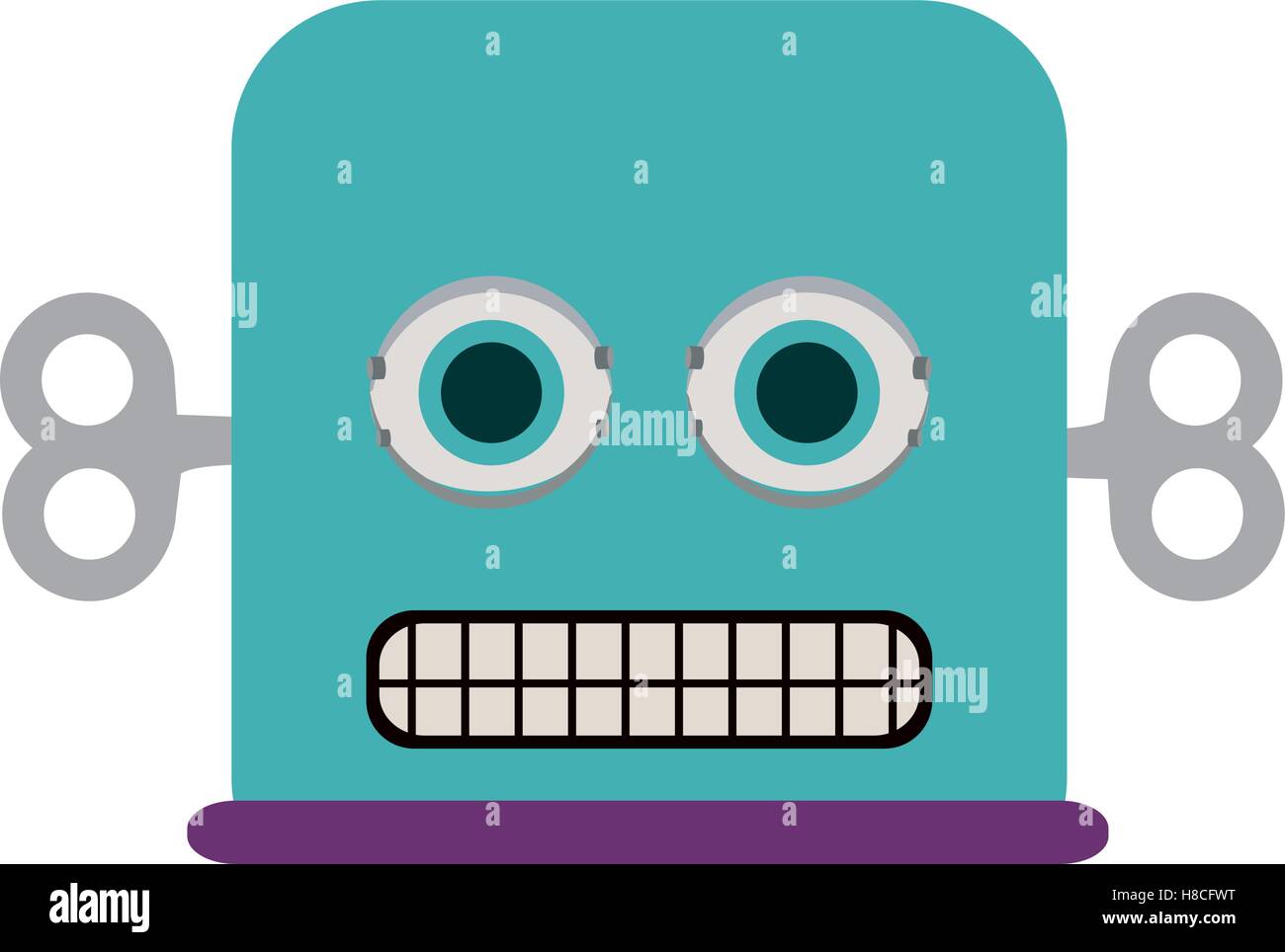 colorful robot face cartoon icon over white background. vector ...