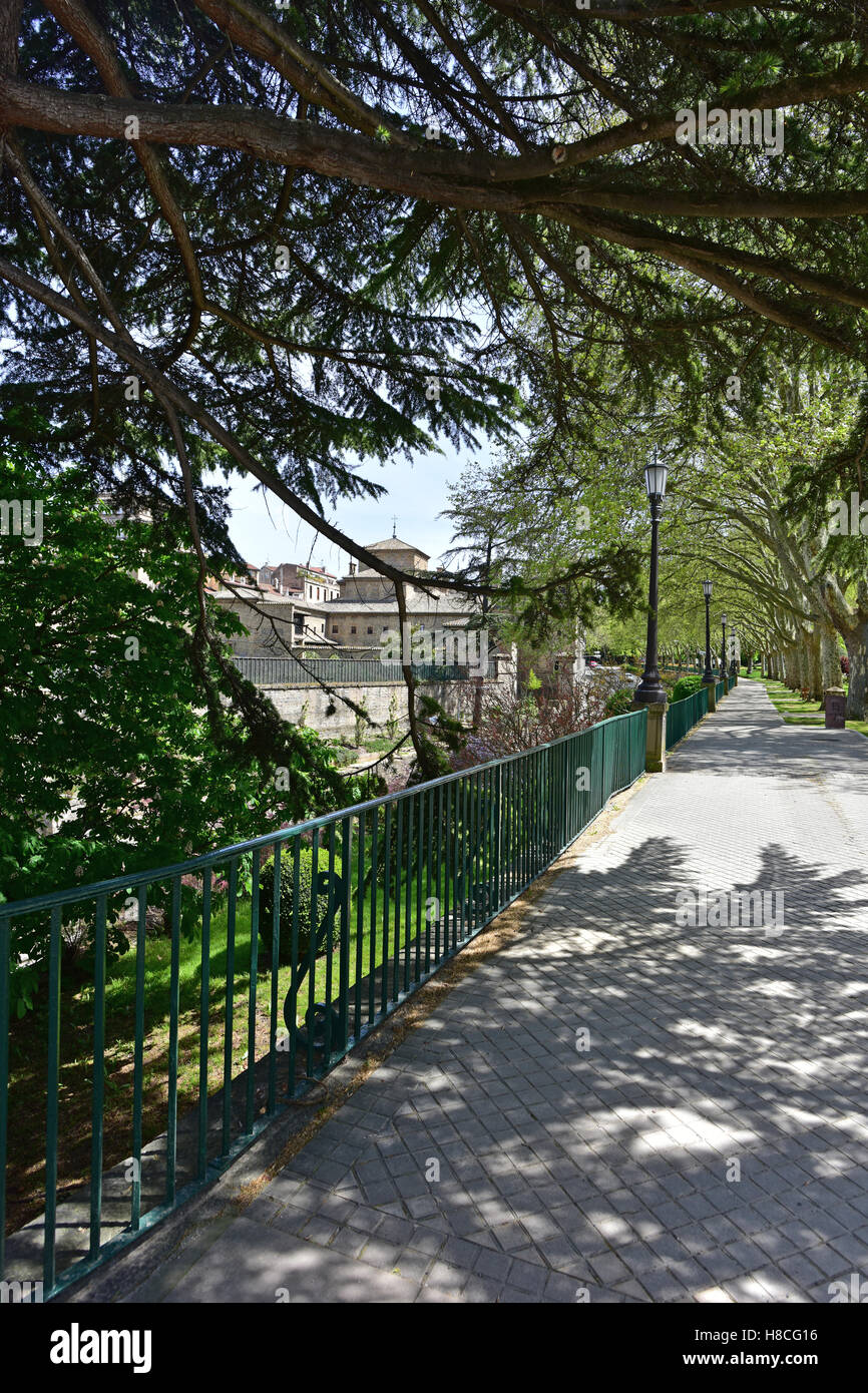 Walk through the trees along Taconera Park in Pamplona Spain Stock ...