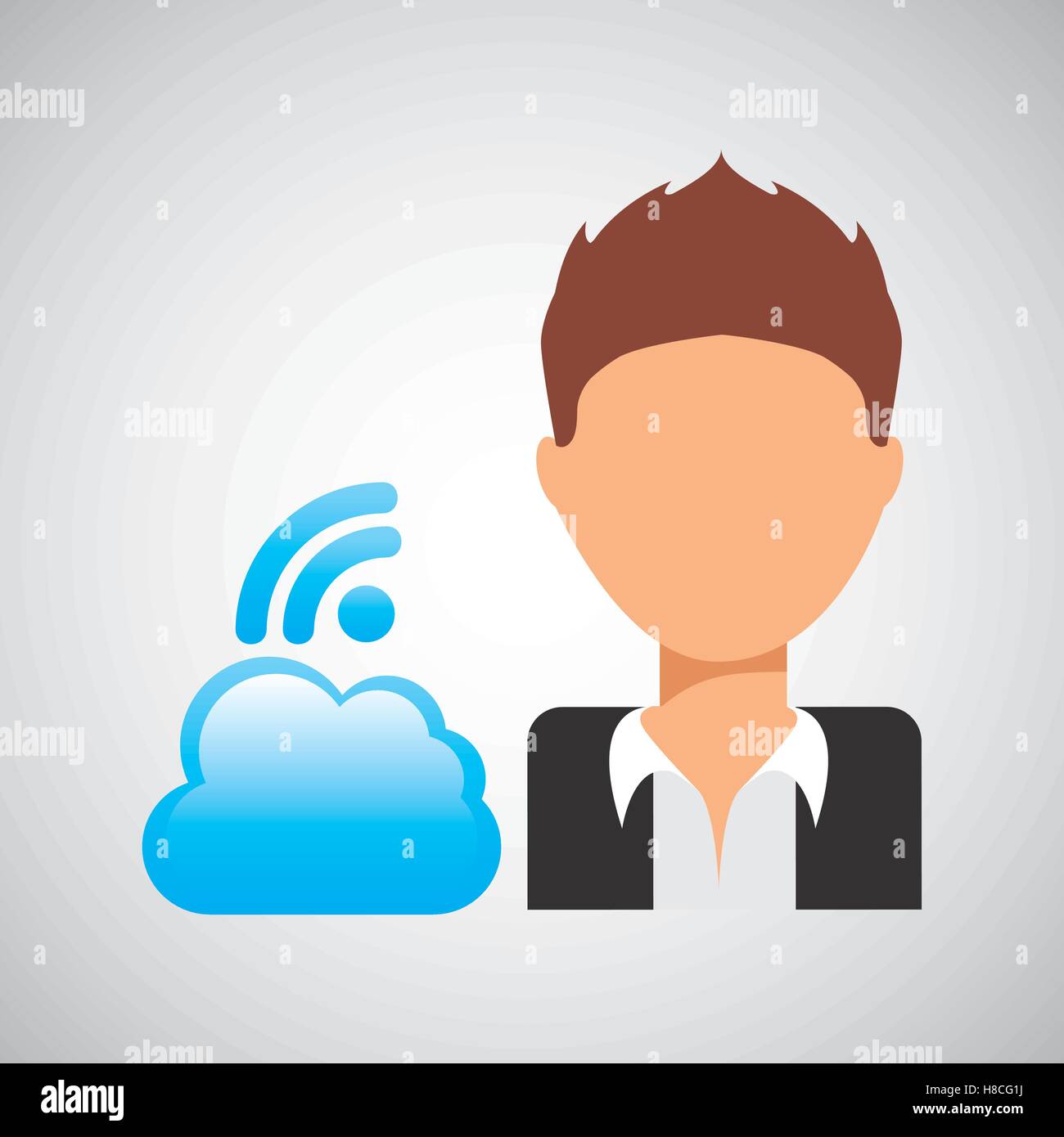 guy cartoon wifi cloud connection vector illustration eps 10 Stock ...