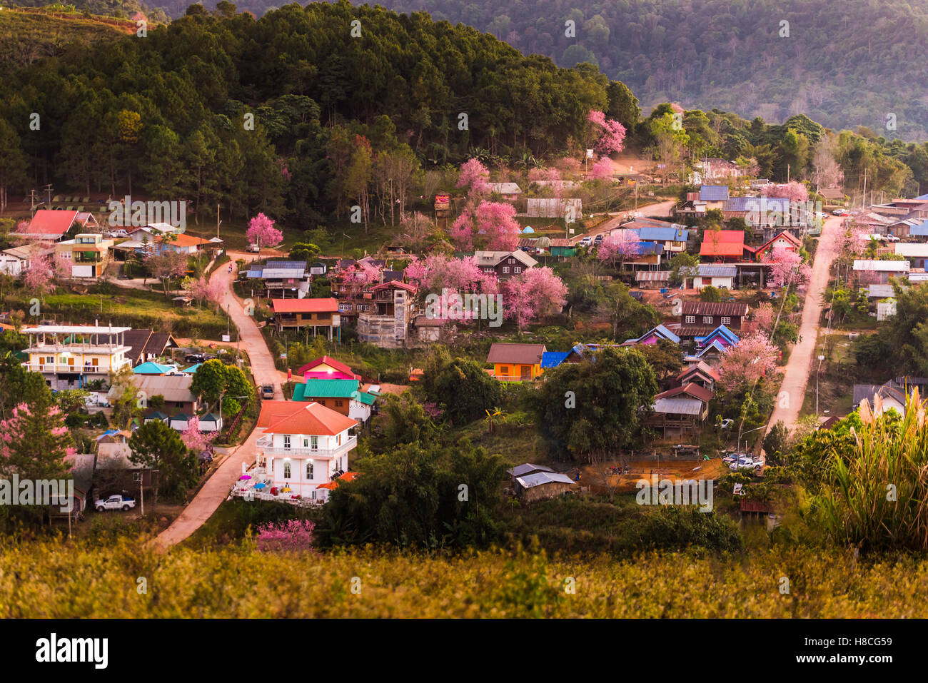 The village in the mountains Stock Photo - Alamy