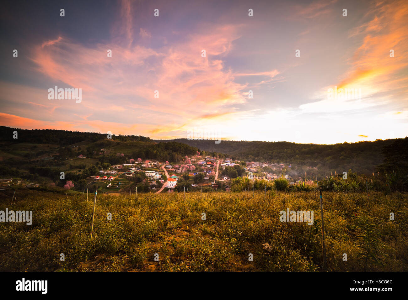 The village in the mountains Stock Photo - Alamy