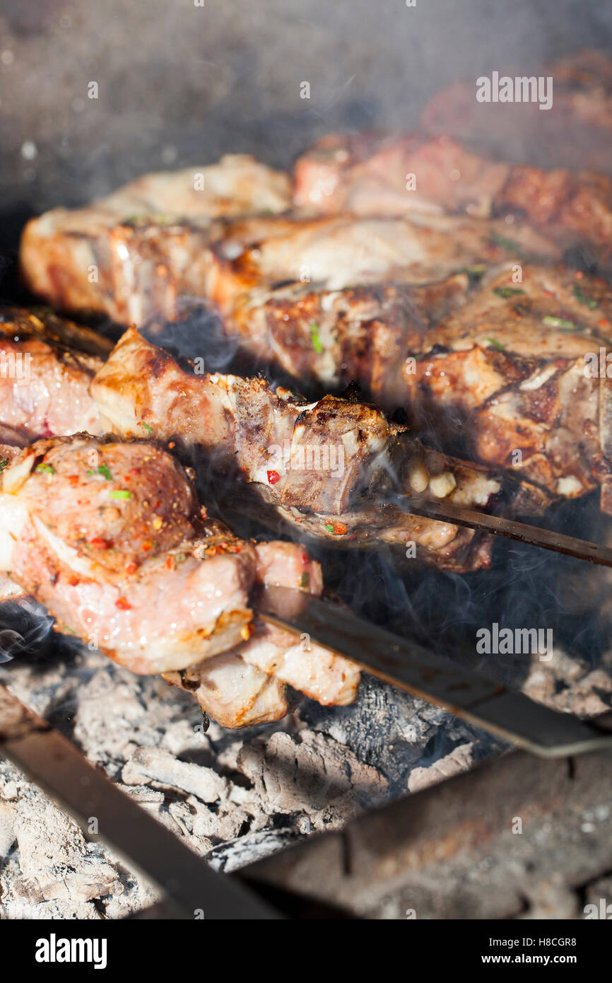 cooking kebab, close-up Stock Photo - Alamy