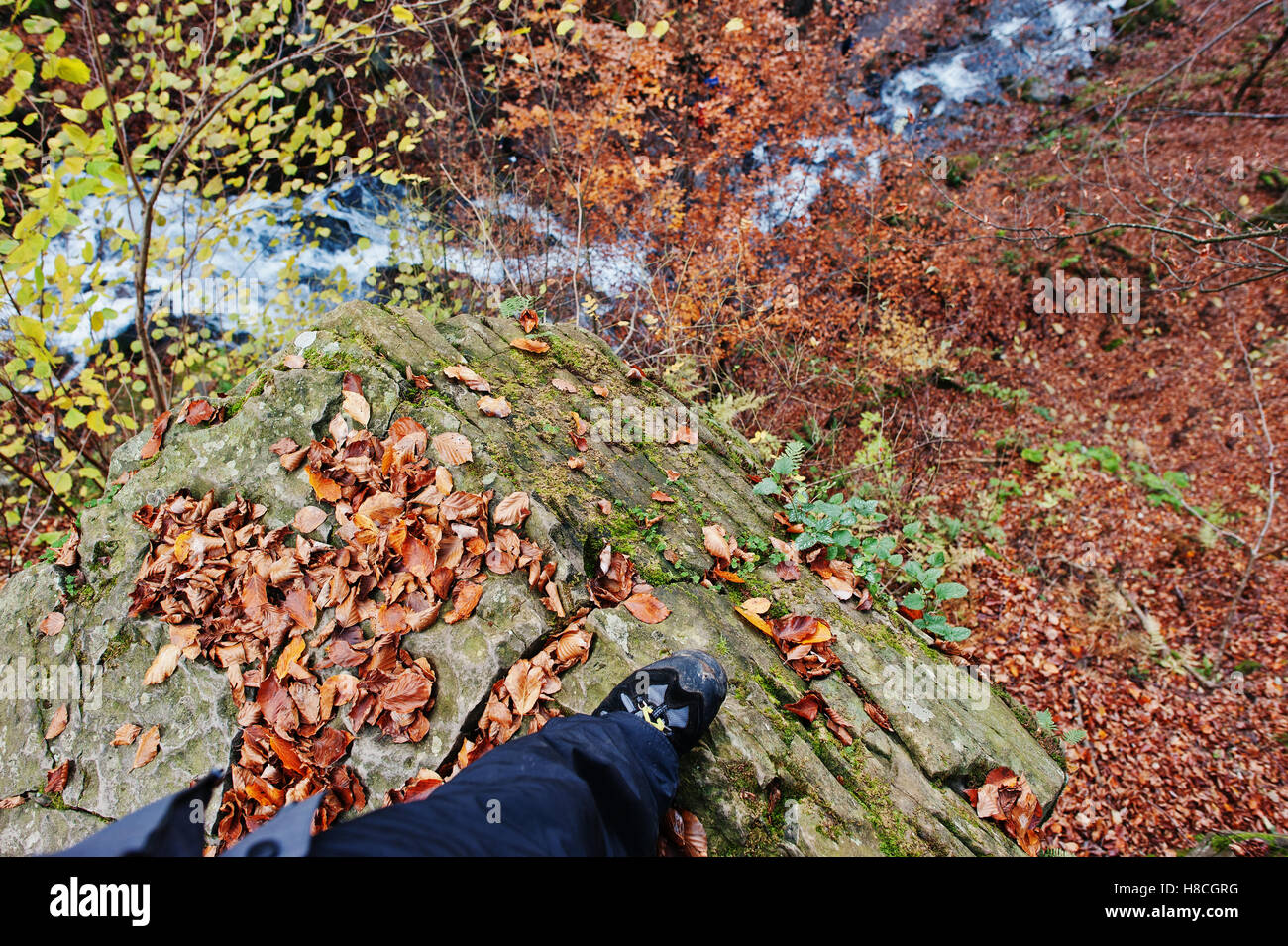 Male feet over waterfall hi-res stock photography and images - Alamy