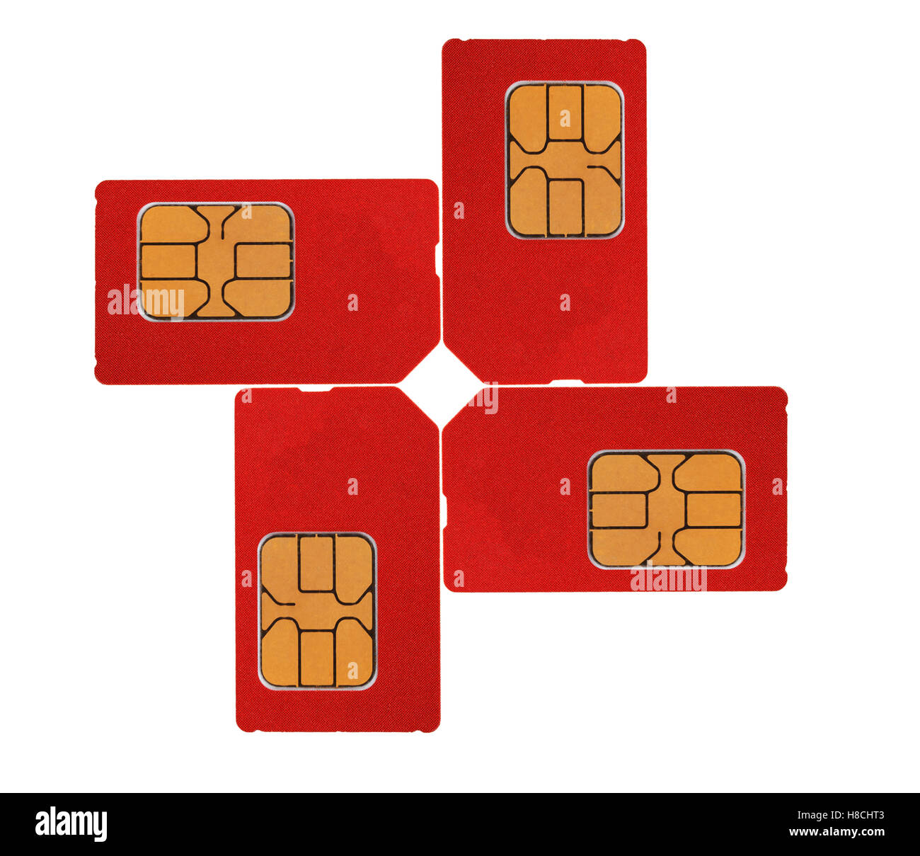 four red sim card isolated on white background Stock Photo - Alamy