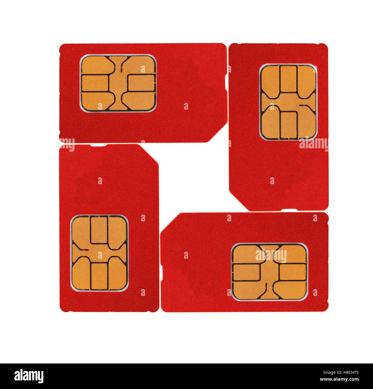 four red sim card isolated on white background Stock Photo - Alamy