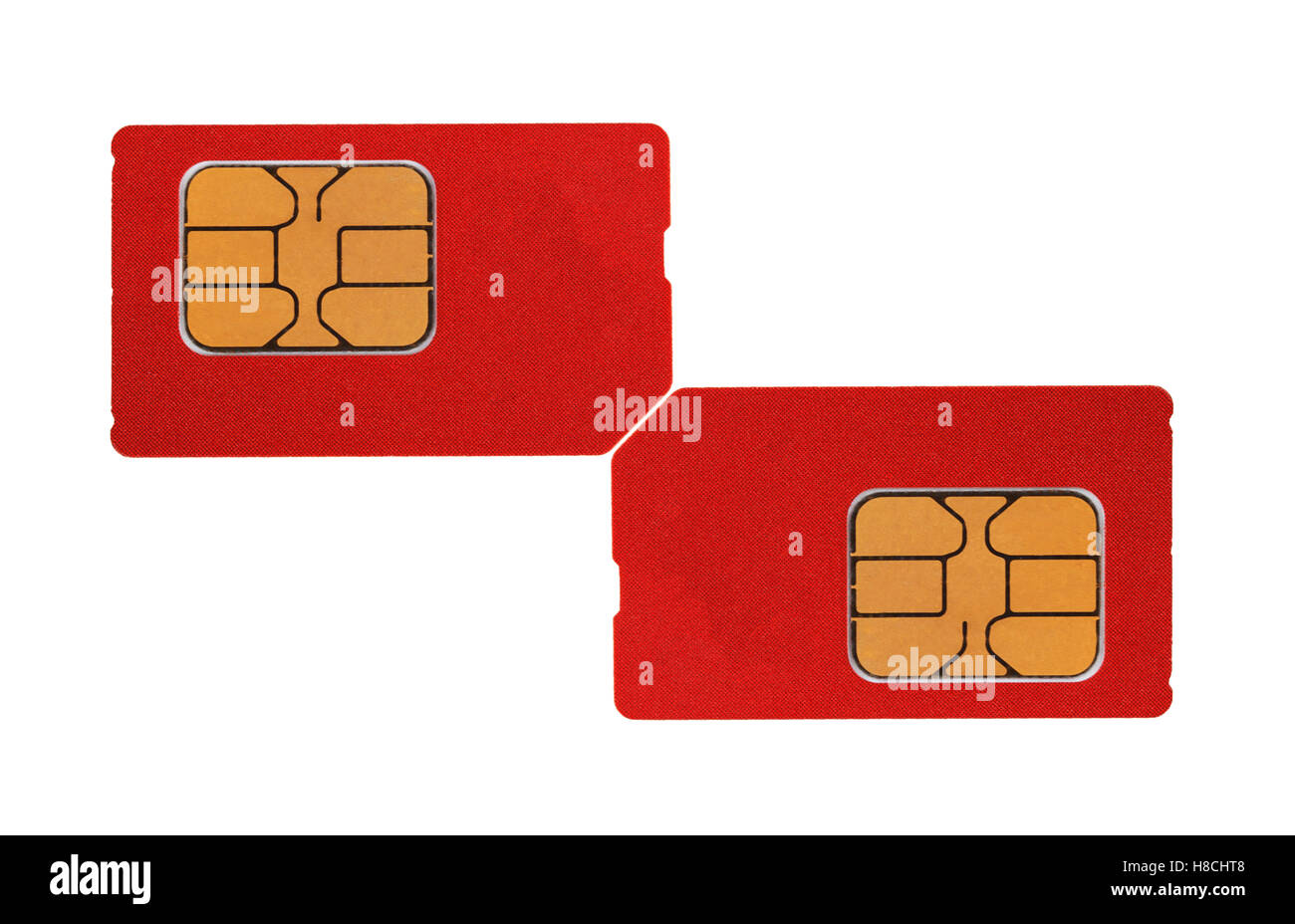 two red sim card isolated on white background Stock Photo - Alamy