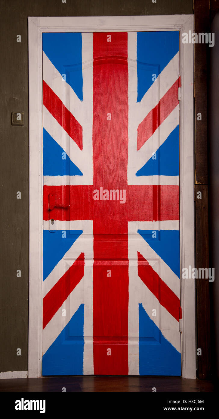 Sign door blue wooden painted handle hi-res stock photography and ...