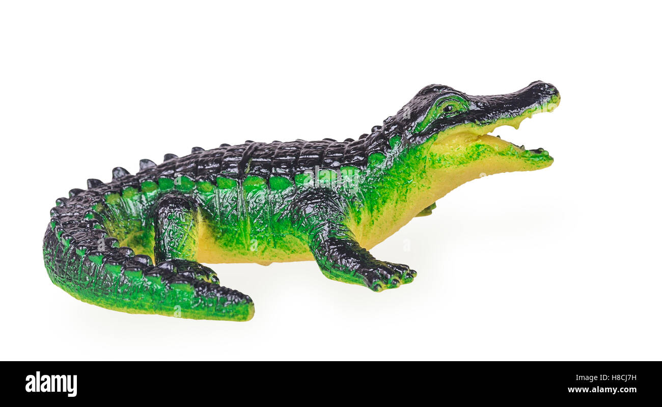 Crocodile toy isolated on white background Stock Photo - Alamy