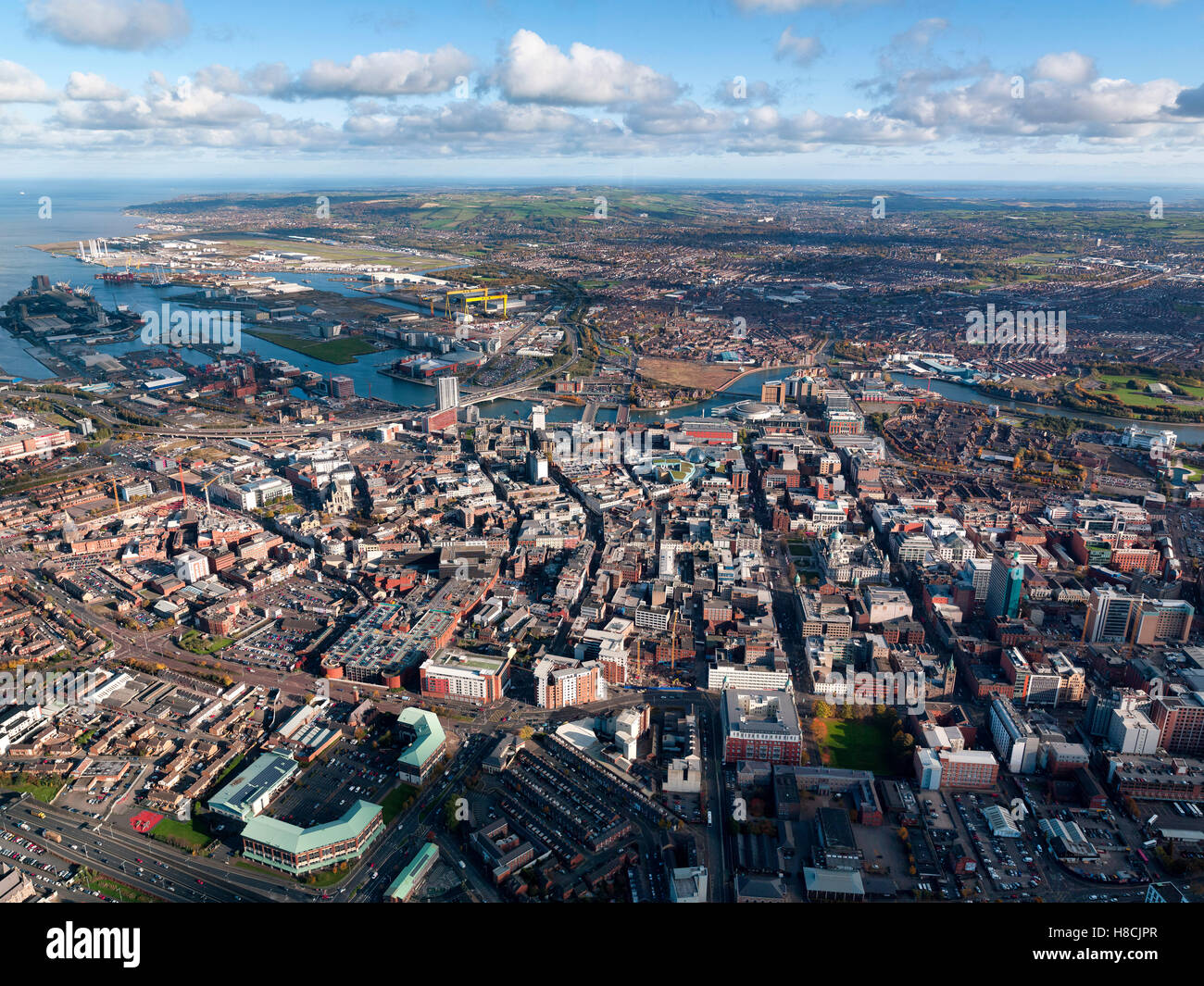 Aerial of Belfast City Center, Northern Ireland Stock Photo - Alamy