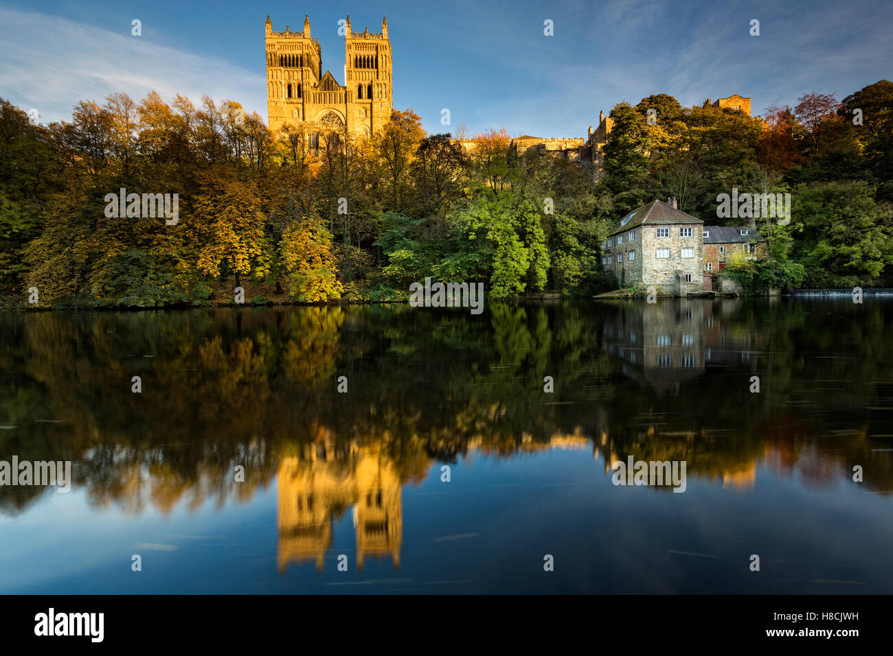 Durham Cathedral and The Old Fulling Mill during autumn Stock Photo - Alamy