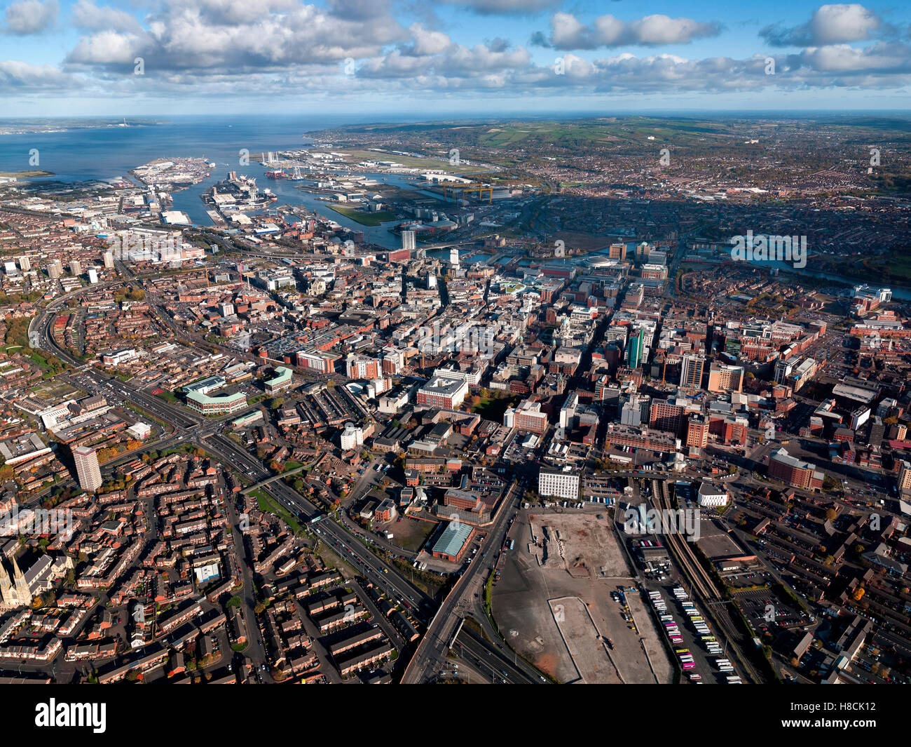 Aerial of Belfast City Center, Northern Ireland Stock Photo - Alamy