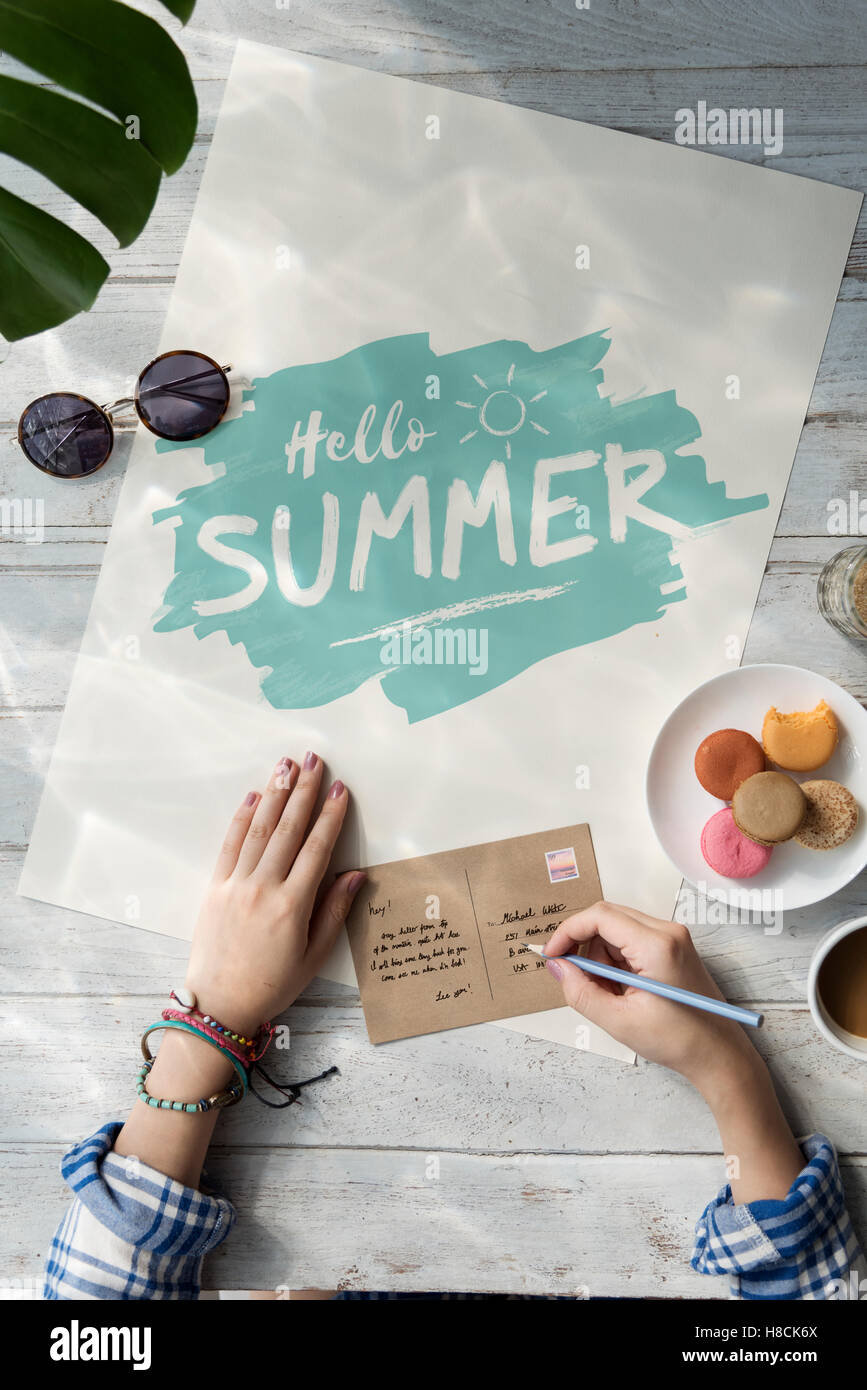 Hello Summer Writing Letter Concept Stock Photo - Alamy