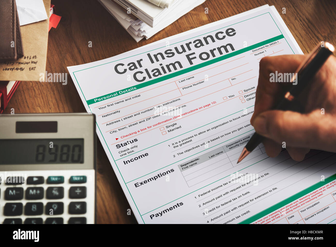 Vehicle Car Insurance Claim Form Concept Stock Photo - Alamy