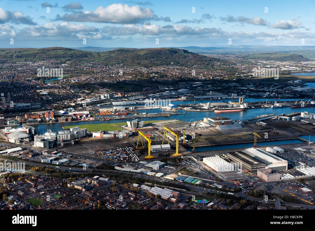 Aerial of Belfast City Center, Northern Ireland Stock Photo - Alamy