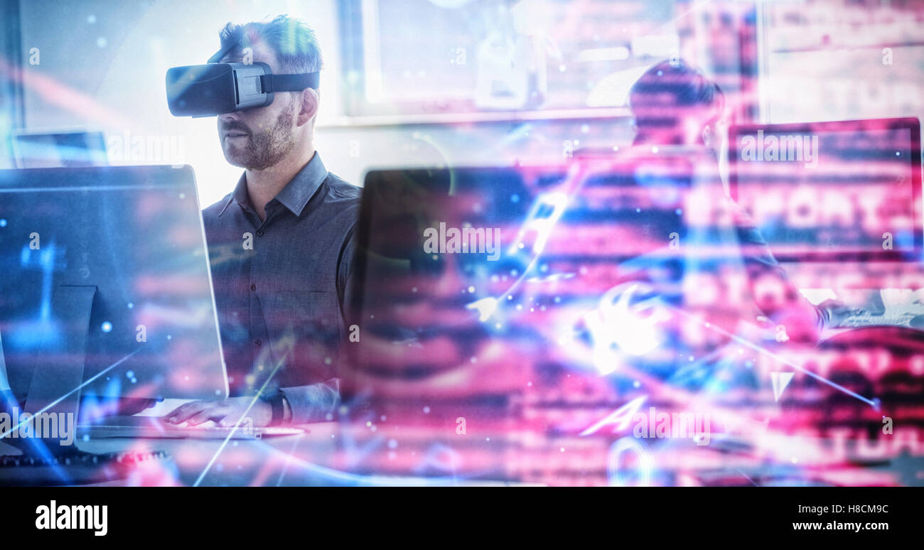 Composite image of blue and red technology interface Stock Photo - Alamy