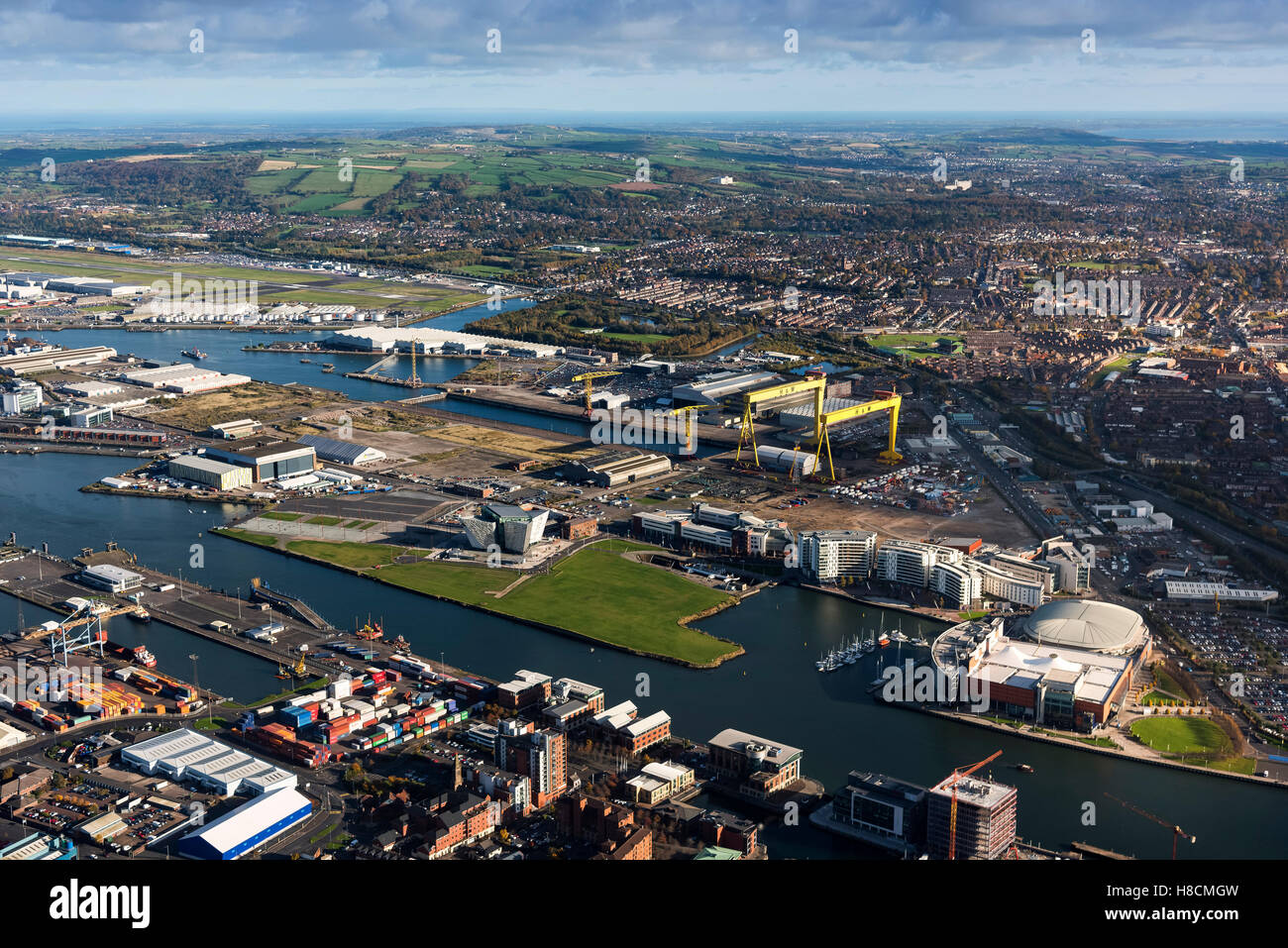 Aerial of Belfast City Center, Northern Ireland Stock Photo - Alamy