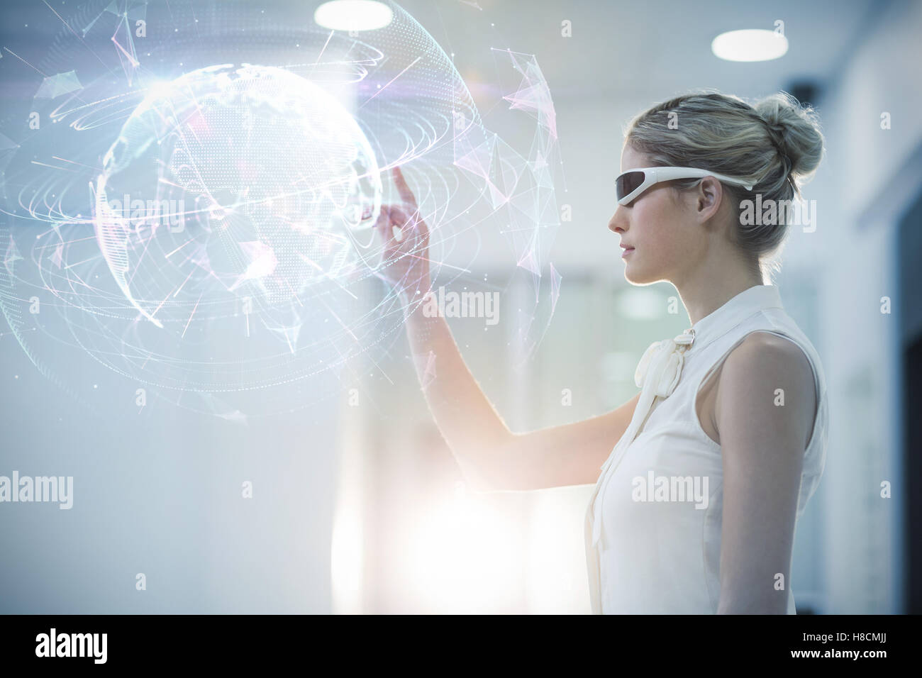 Global technology background in purple hi-res stock photography and ...