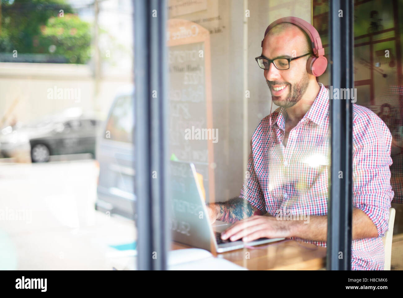 Music Song Listening Playlist Digital Man Concept Stock Photo - Alamy