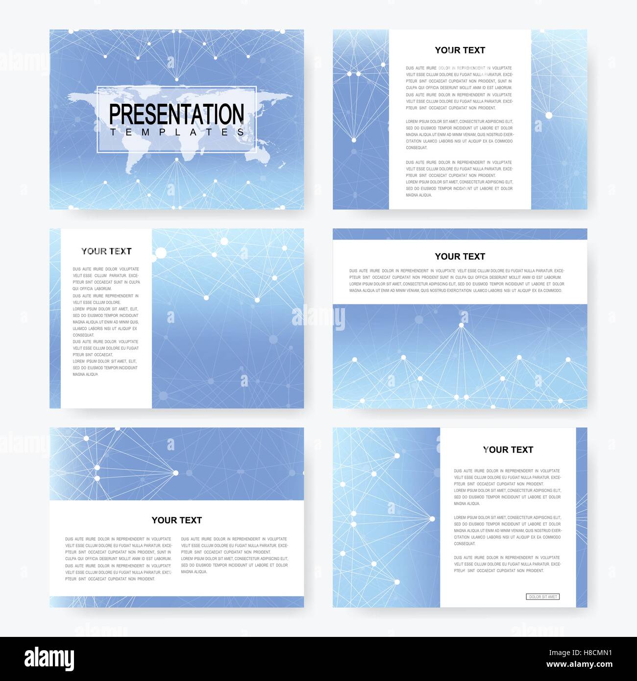 Set of vector templates for presentation slides with world map ...