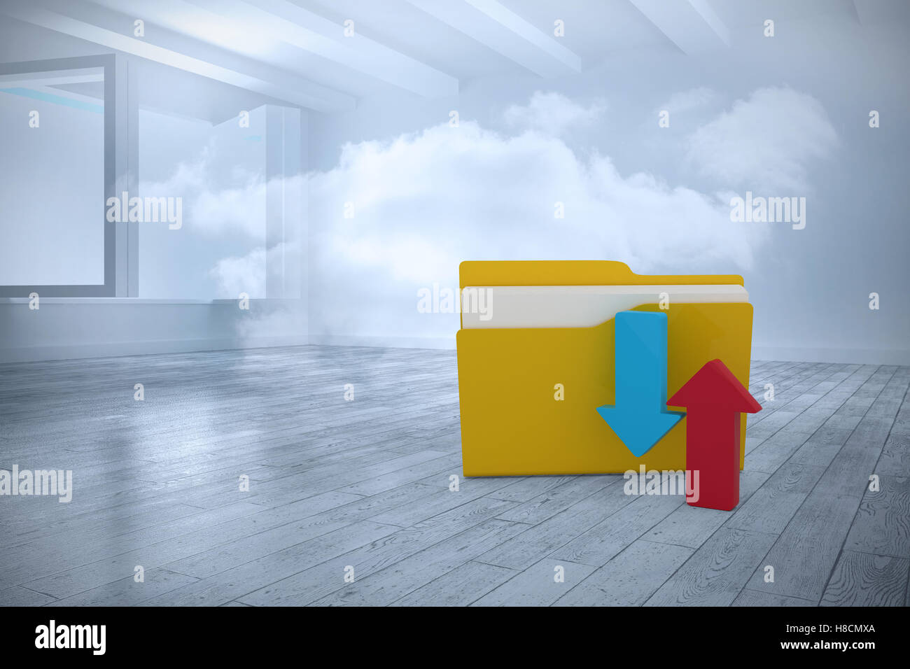 Composite image of illustration of yellow folder with arrow sign Stock ...