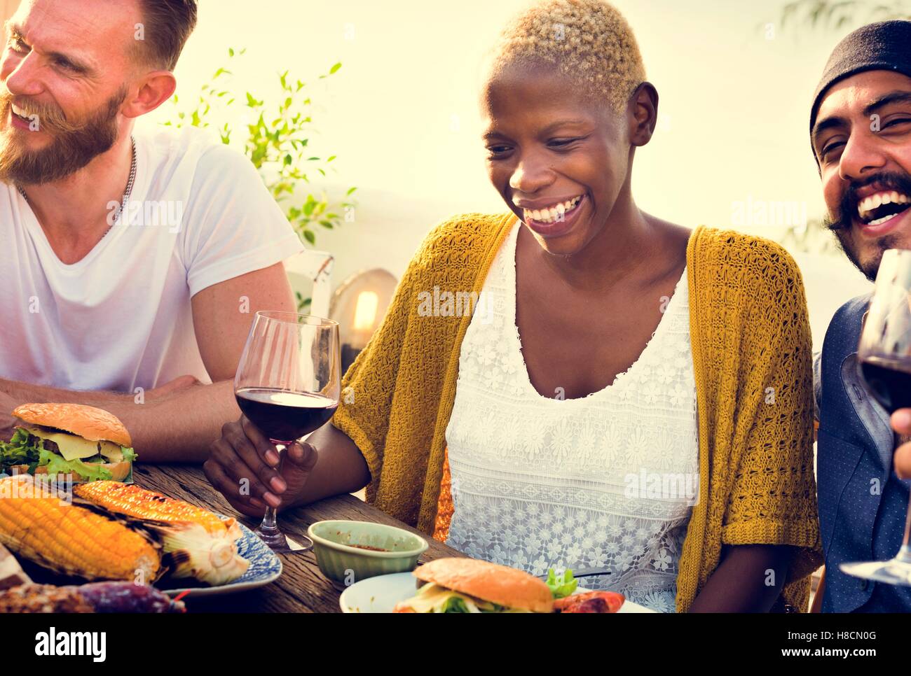 Group Of People Dining Concept Stock Photo - Alamy