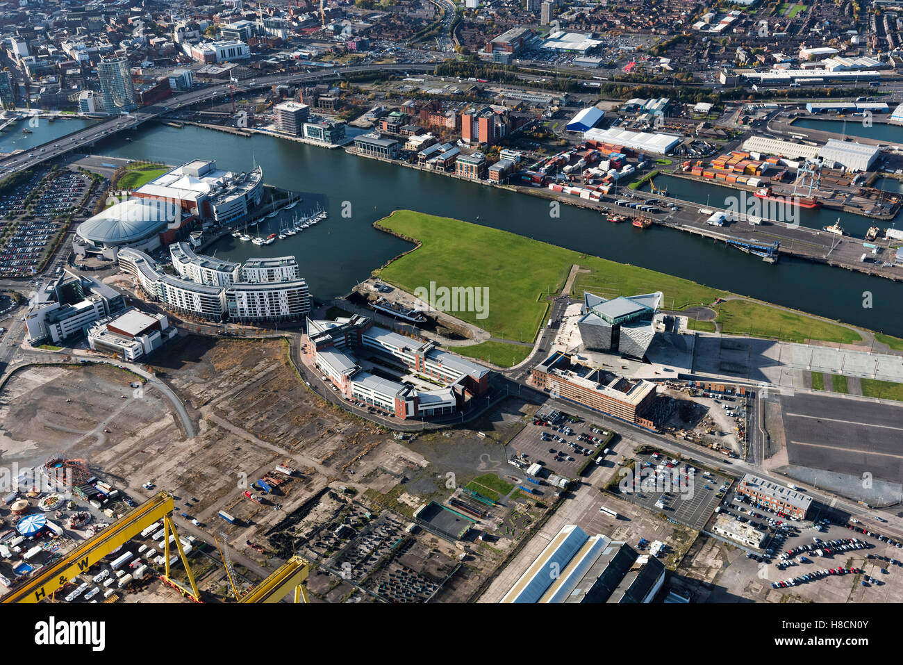 Aerial of Belfast City Center, Northern Ireland Stock Photo - Alamy