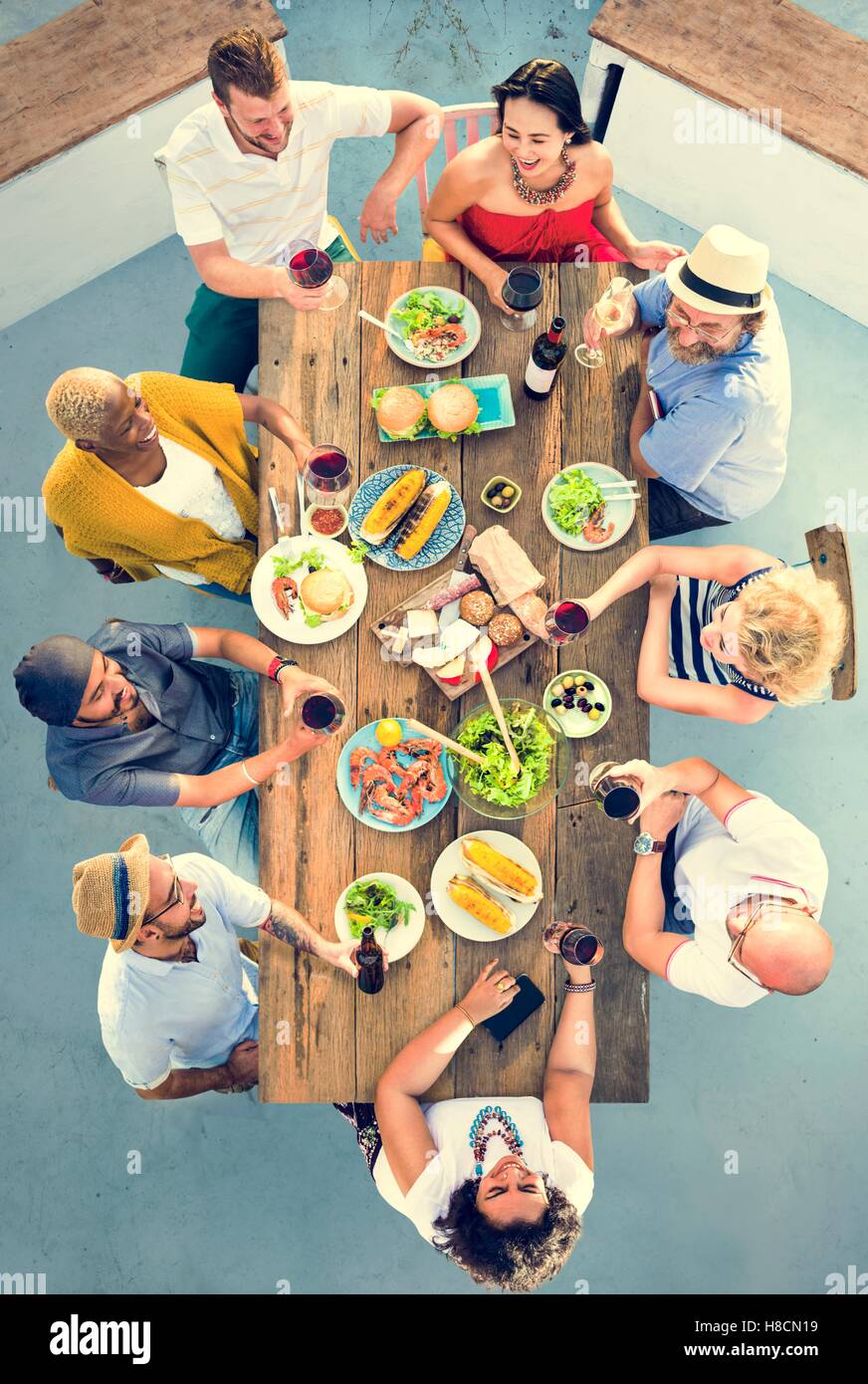 Group Of People Dining Concept Stock Photo - Alamy