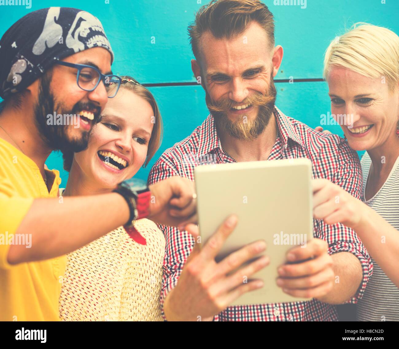 Group Of People Browsing Internet Concept Stock Photo - Alamy