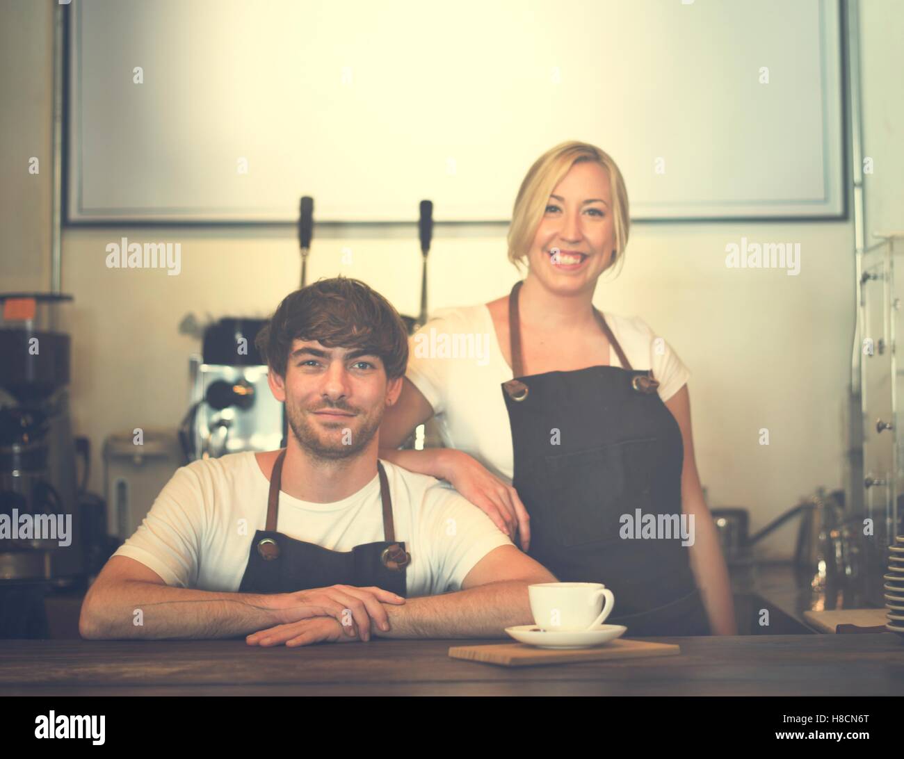 Barista Cafe Coffee Uniform Apron Service Shop Concept Stock Photo - Alamy