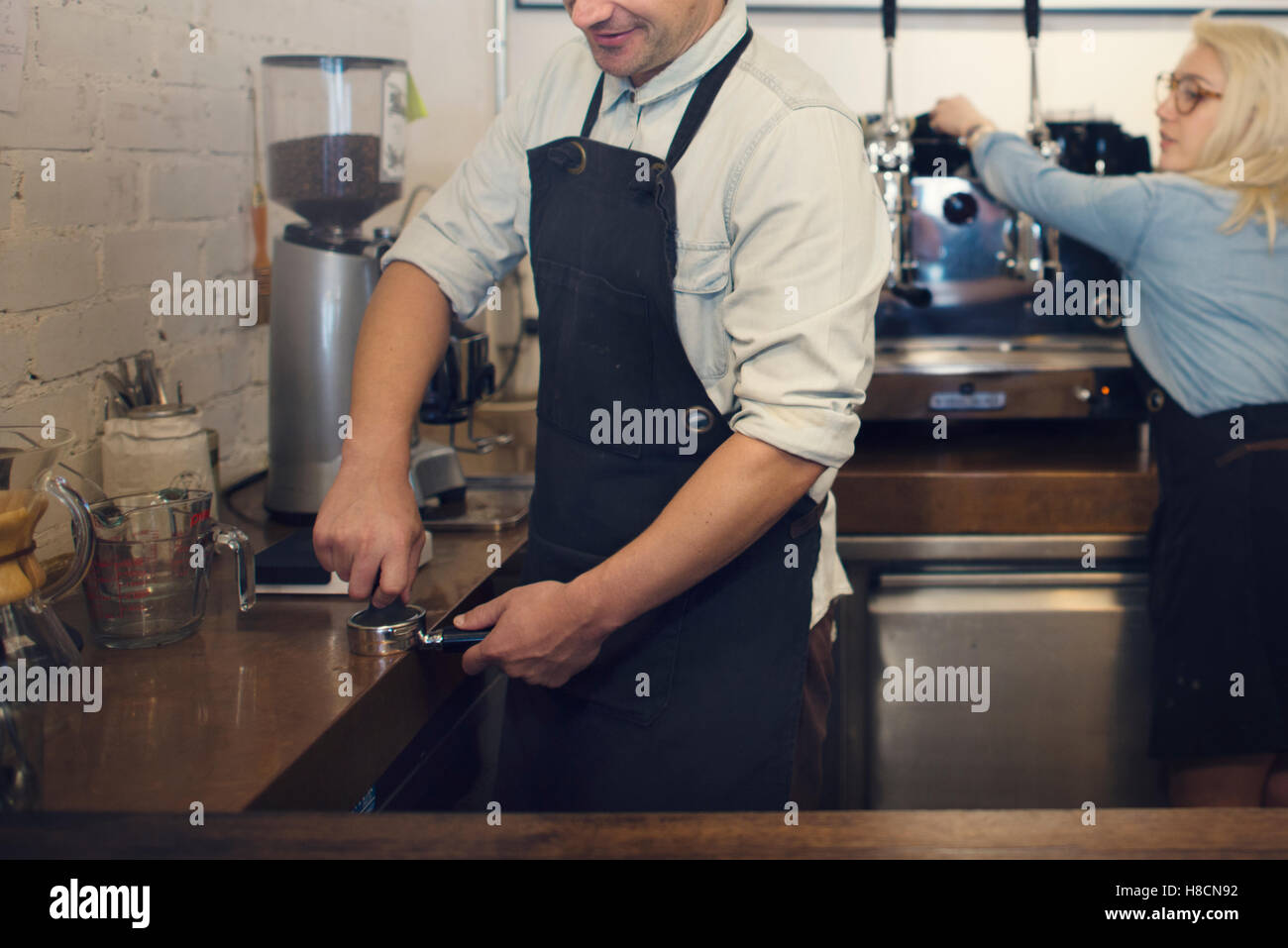 Coffee Machine Barista Grinder Steam Cafe Concept Stock Photo - Alamy