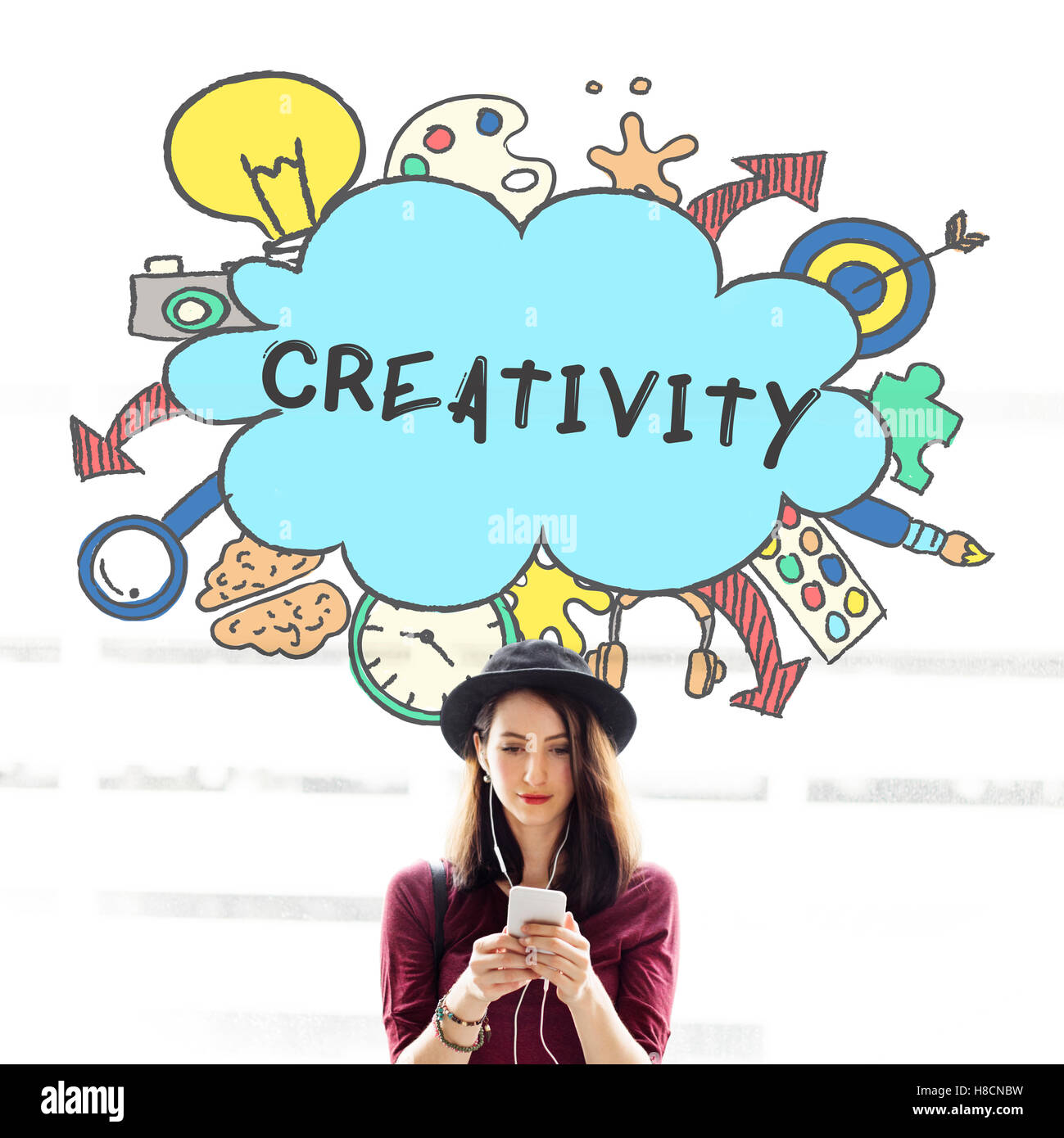 Creativity Ideas Design Thought Bubble Icon Concept Stock Photo - Alamy