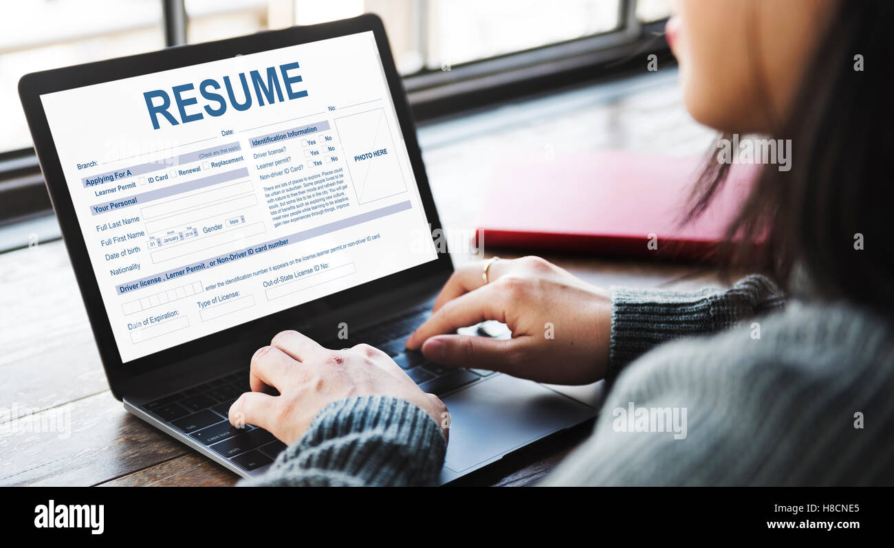 Resume Application Employment Form Concept Stock Photo - Alamy