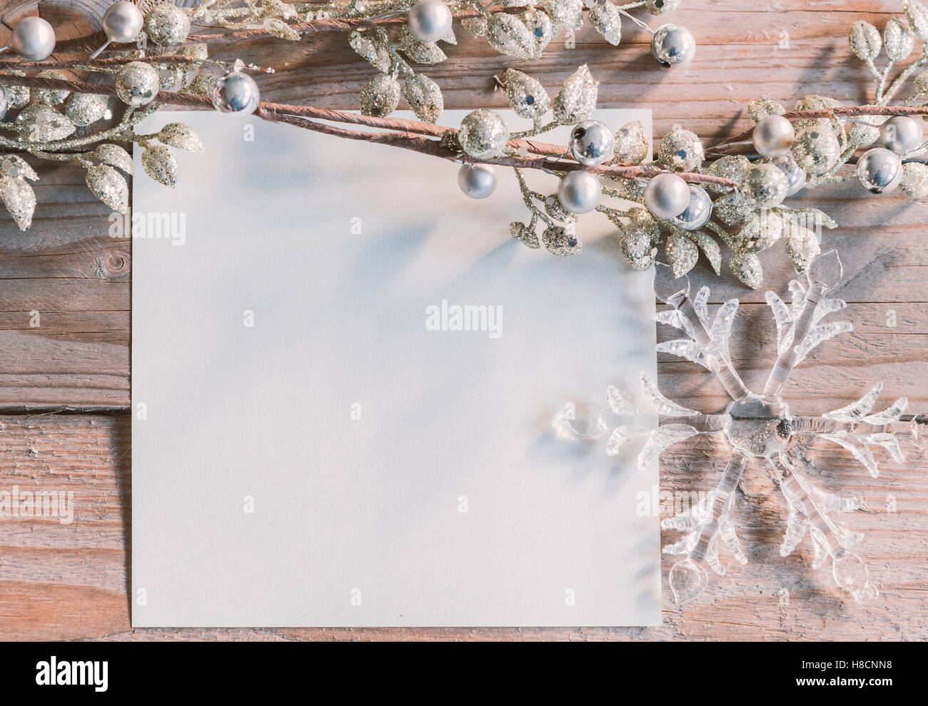 Image of blank paper winter themed mockup Stock Photo - Alamy