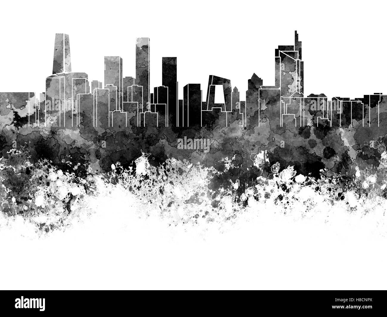 Beijing skyline in black watercolor on white background Stock Photo - Alamy