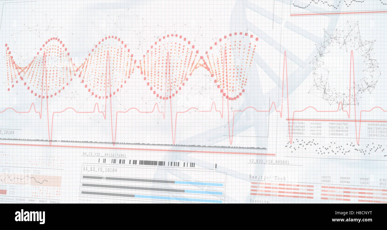 Panoramic view of helix pattern information on device screen Stock ...