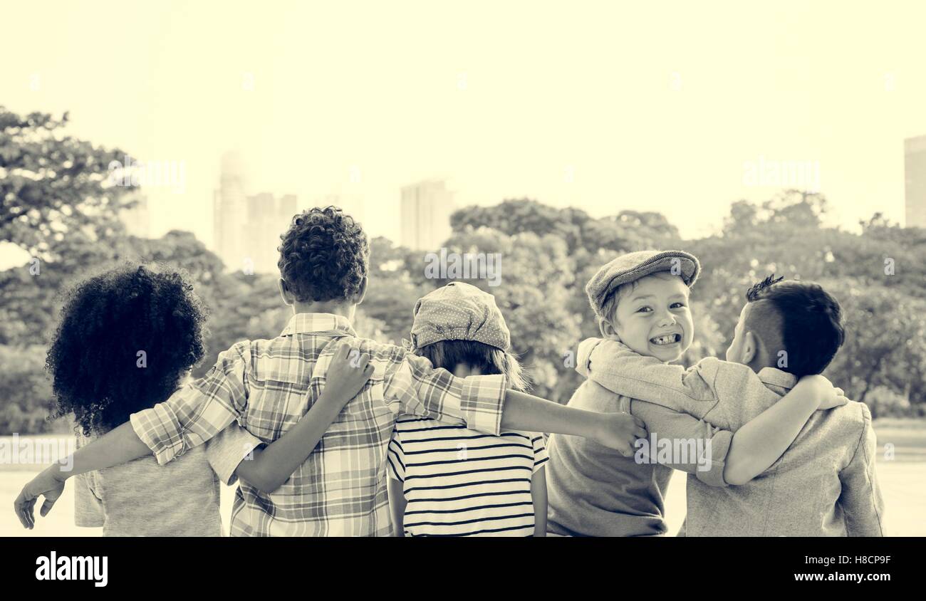 Casual Children Cheerful Cute Friends Kids Joy Concept Stock Photo - Alamy