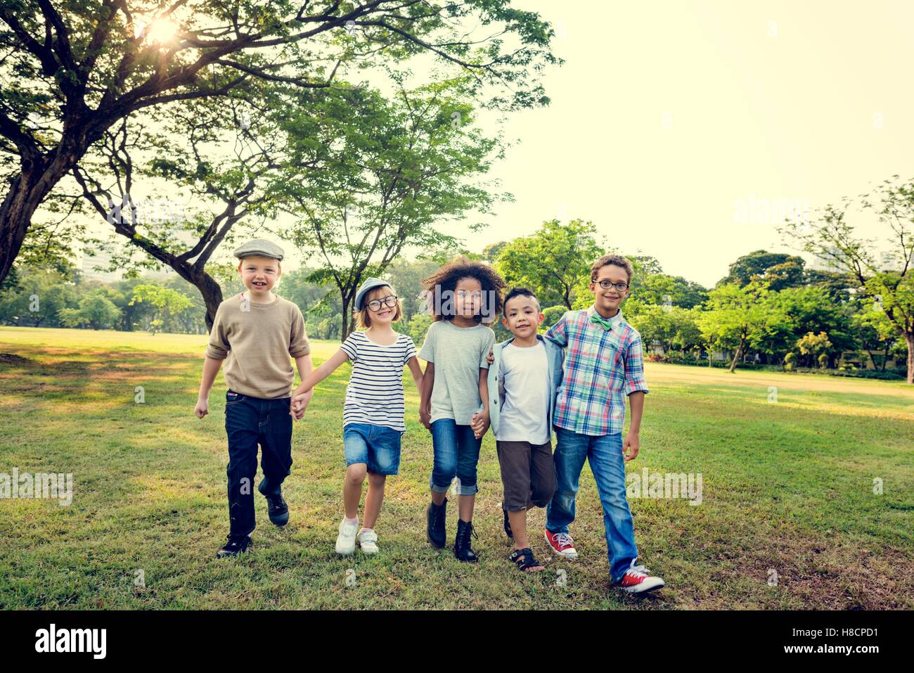 Casual Children Cheerful Cute Friends Kids Joy Concept Stock Photo - Alamy
