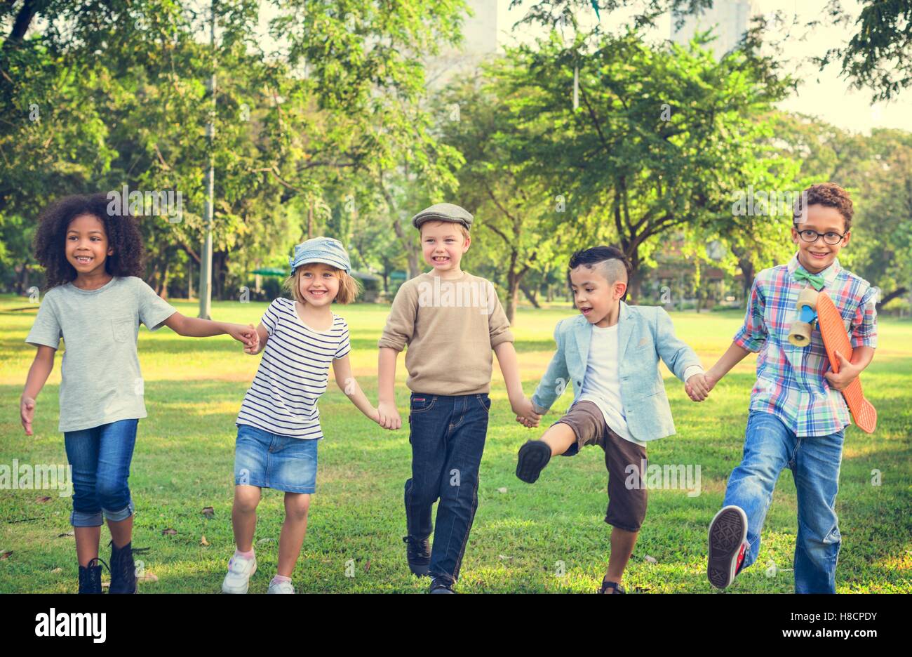 Casual Children Cheerful Cute Friends Kids Joy Concept Stock Photo - Alamy