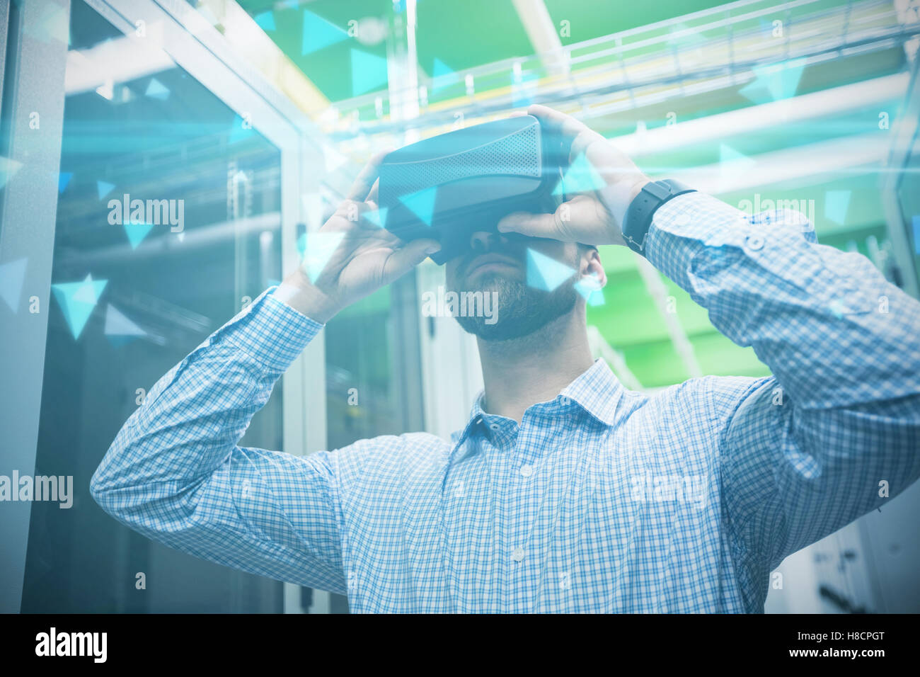 Composite image of technical screen with little pyramids Stock Photo ...