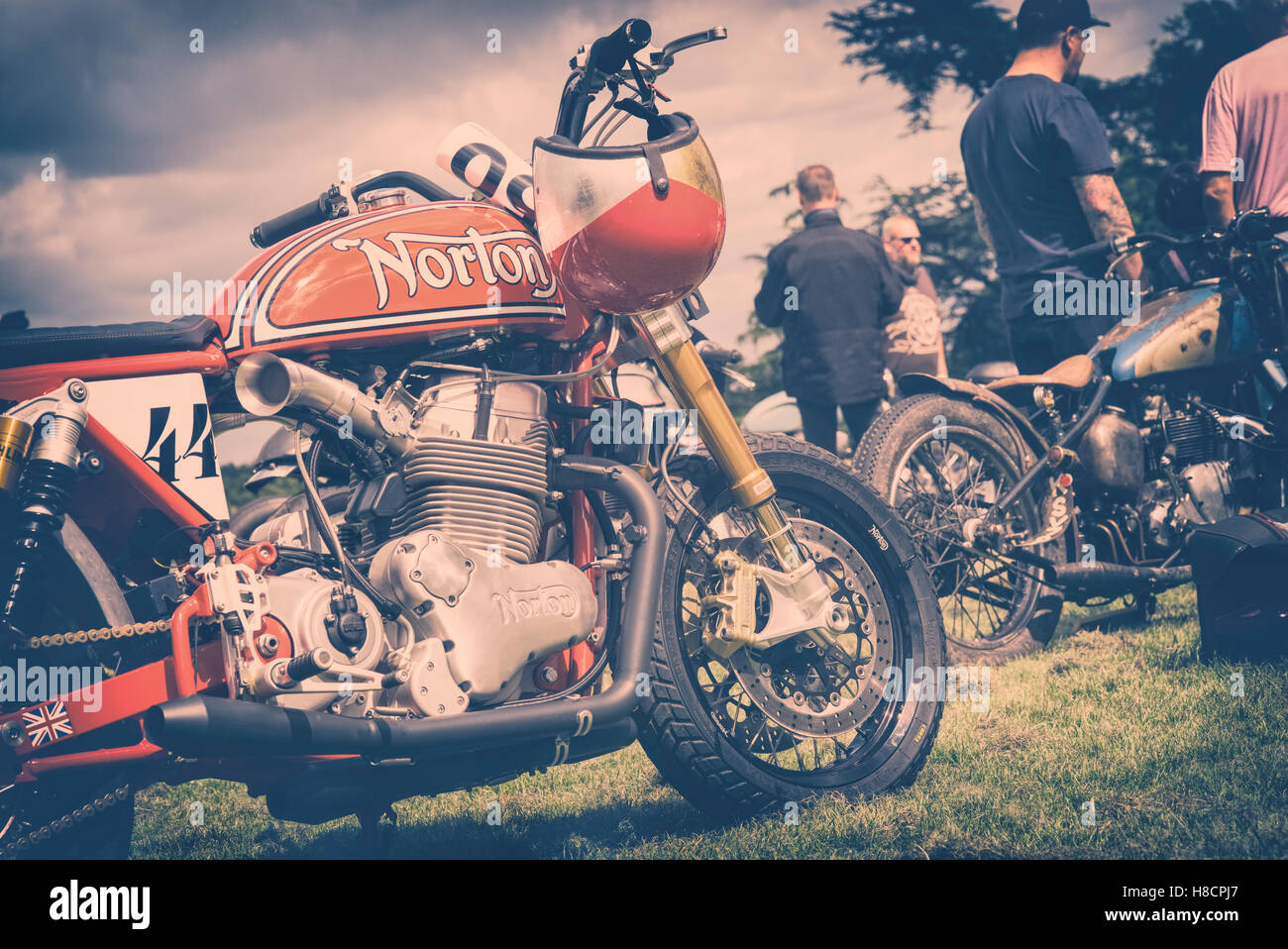 Custom Norton motorcycle at Malle, The Mile Racing event. London ...