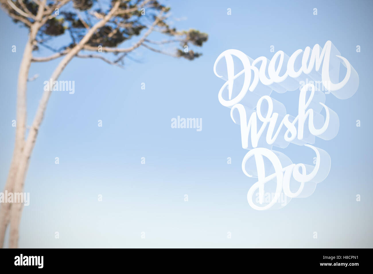 Composite image of illustration of dream wish do text over white screen ...