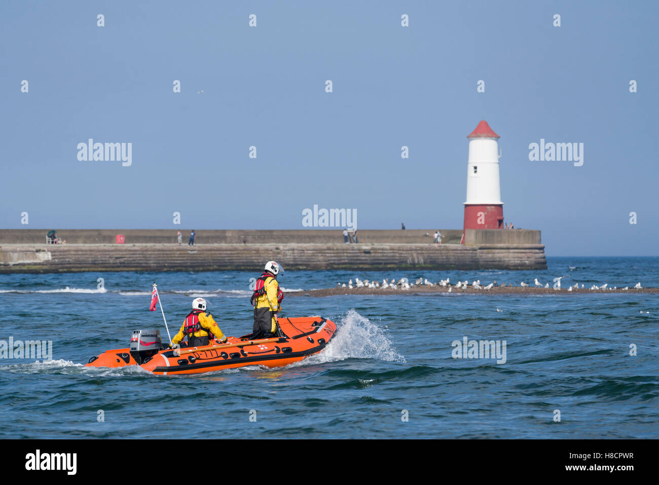 RNLI inflatable RIB speedboat patrol at Tweedmouth Stock Photo - Alamy
