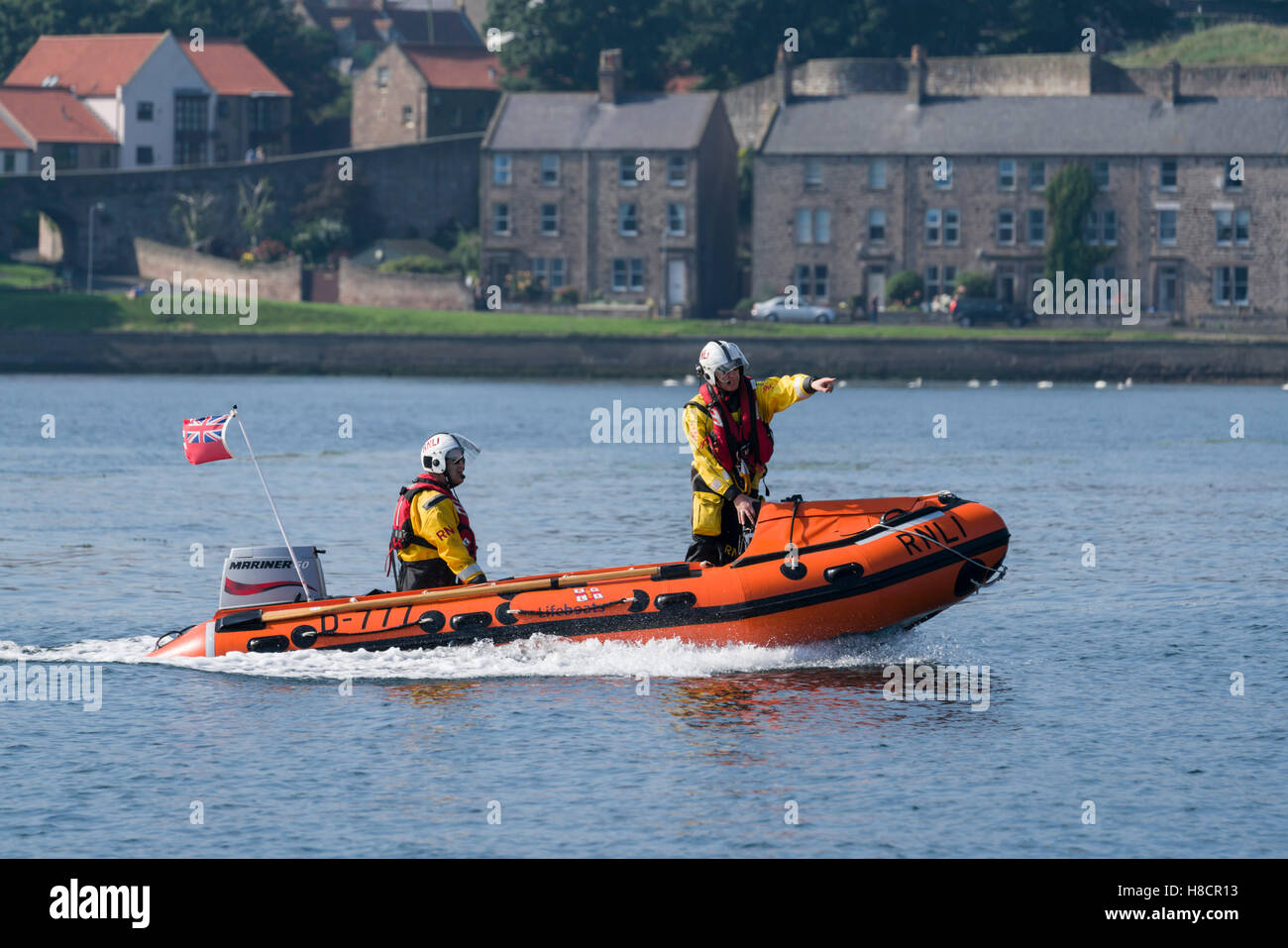 RNLI inflatable RIB speedboat patrol at Tweedmouth Stock Photo - Alamy