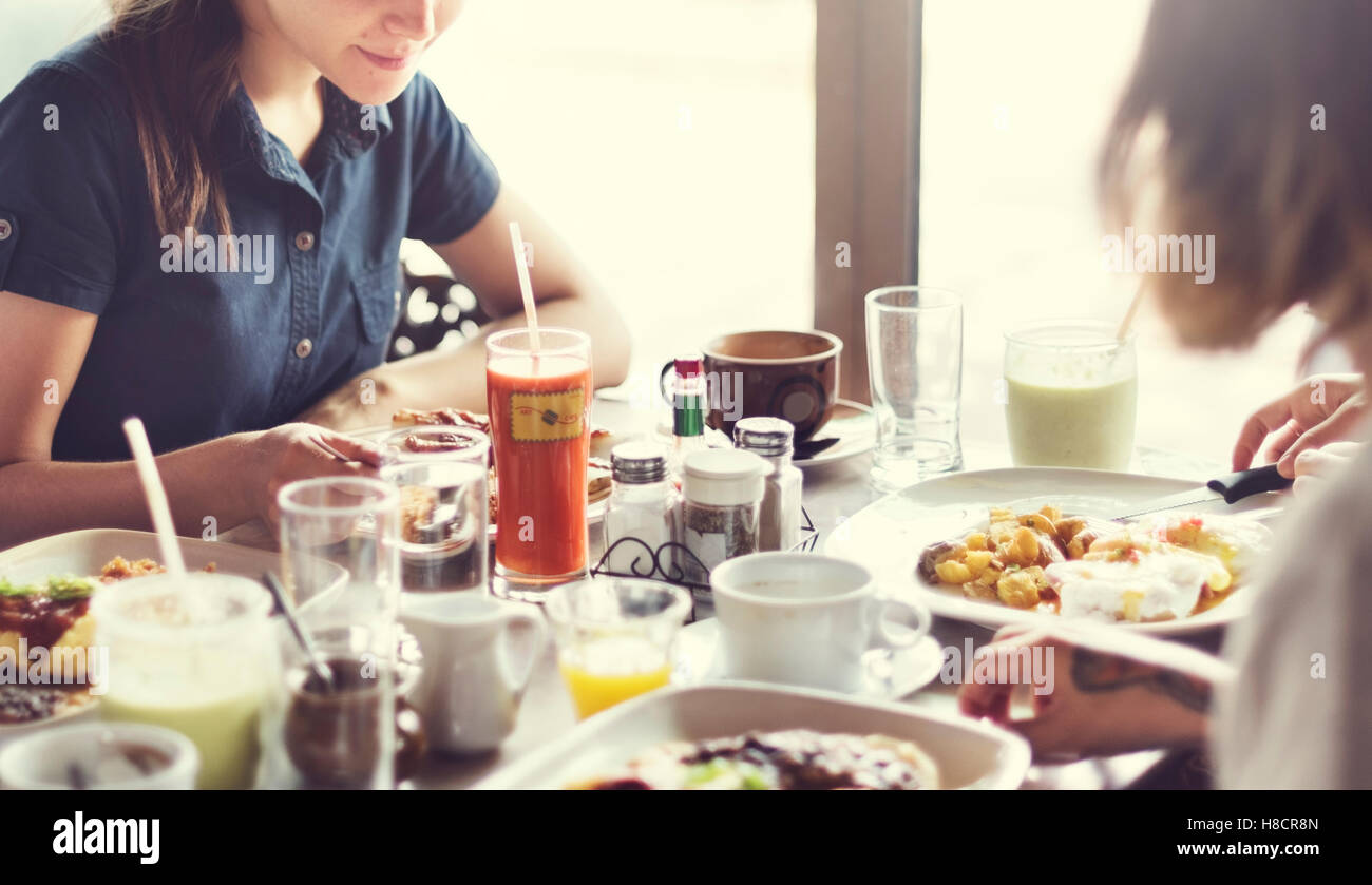 Group Of People Eating Lunch Concept Stock Photo - Alamy
